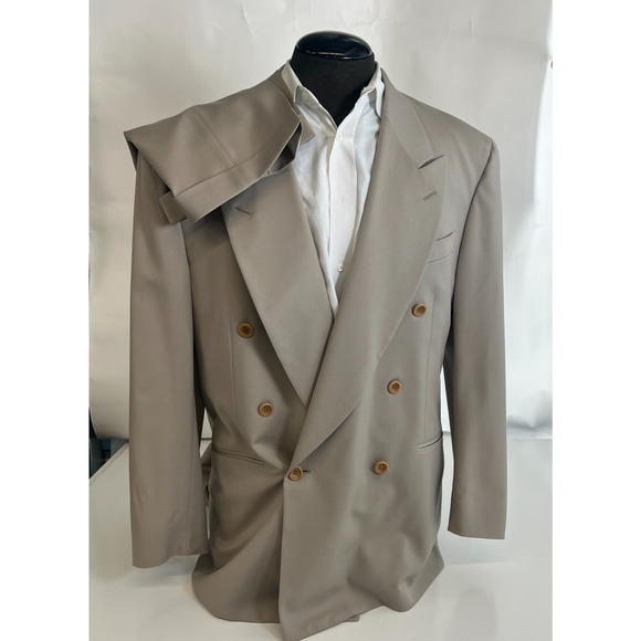 Canali | Suits & Blazers | Canali Brown Beige Double Breasted Suit 44 R ...